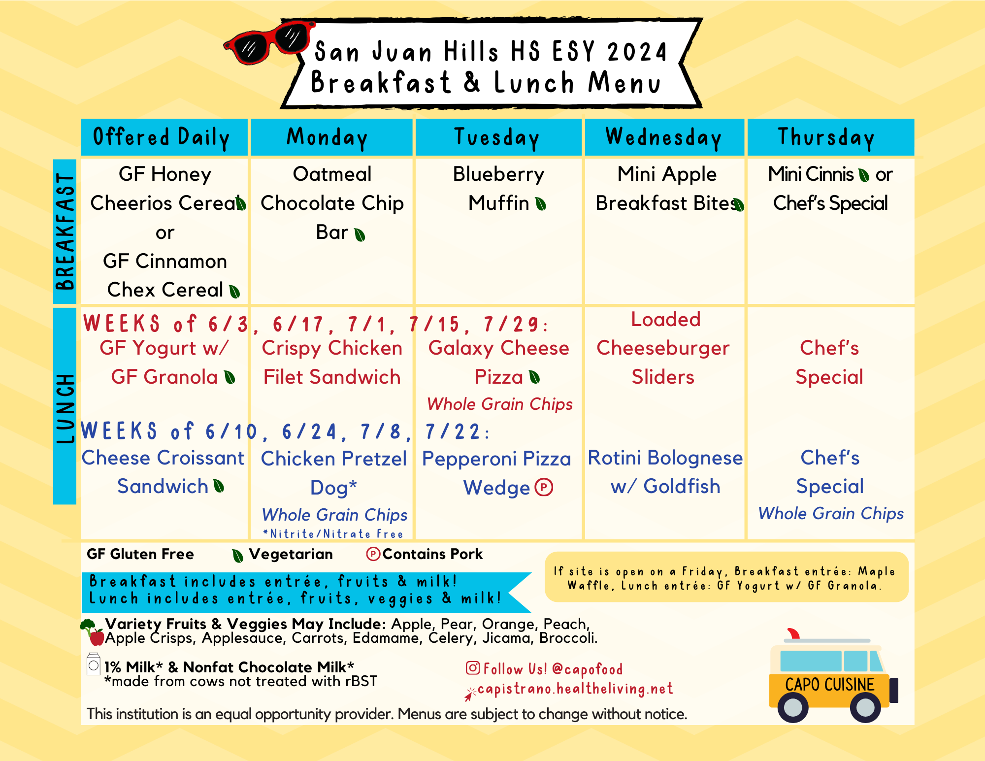 Menus | Capistrano | Health-e Living