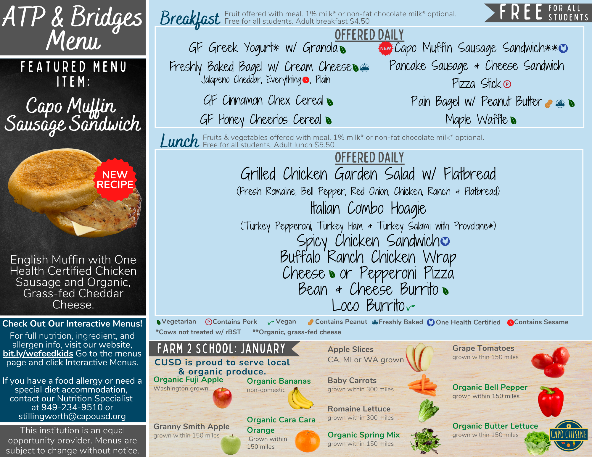 Menus | Capistrano | Health-e Living